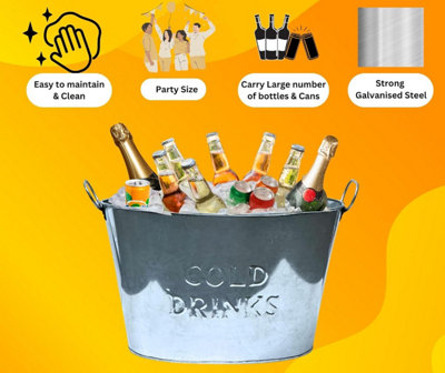 Trendi 24L Cold Drinks GALVANISED Steel Oval Tub Outdoor ICE Bucket ...