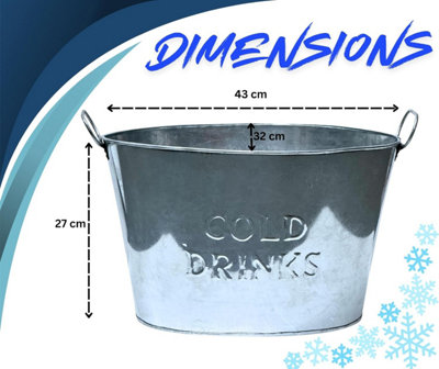 Trendi 24L Cold Drinks GALVANISED Steel Oval Tub Outdoor ICE Bucket ...