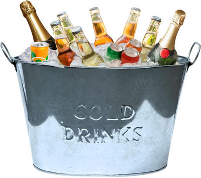 Trendi 24L Cold Drinks GALVANISED Steel Oval Tub Outdoor ICE Bucket ...