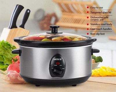 Trendi 3.5 Litre Stainless Steel Slow Cooker with 3 Cooking Settings ...