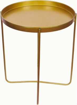 Trendi Golden Metal Side Table Versatile Round End Table and Nightstand ...