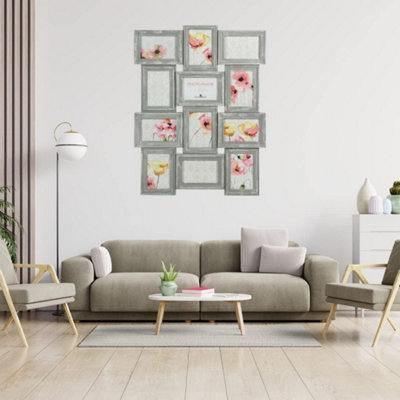 Trendi Large Multi Aperture Photo Frame for 12 6 x 4 Photos Grey Photo ...