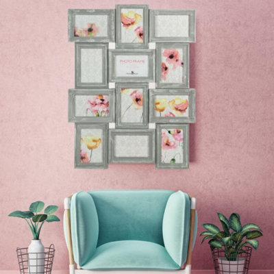 Shop Trendi Large Multi Aperture Photo Frame for 12 6 x 4 Photos Grey Photo
