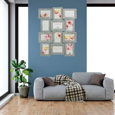 Shop Trendi Large Multi Aperture Photo Frame for 12 6 x 4 Photos Grey Photo