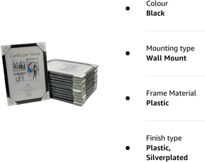Trendi Pack of 12 Plastic A4 Certificate Photo Picture Frame Styrene ...