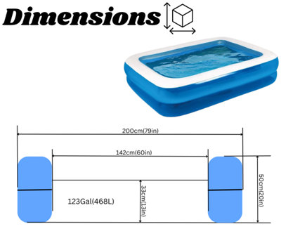 Trendi Rectangular Inflatable Family Paddling & Swimming Pool/Easy ...