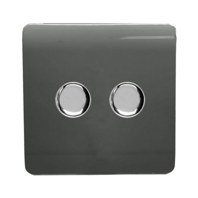 Trendi Switch 2 Gang 1 or 2 way 150w Rotary LED Dimmer Light Switch in ...