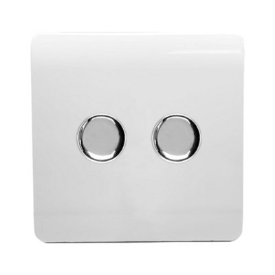 Trendi Switch 2 Gang 1 or 2 way 150w Rotary LED Dimmer Light Switch in ...
