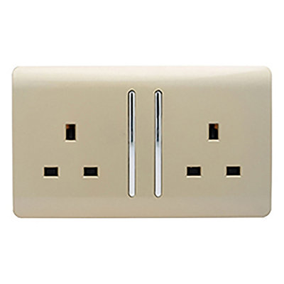 Trendi Switch 2 Gang Champagne Gold Double Plug Socket Modern Designer ...