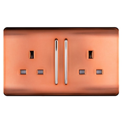 Trendi Switch 2 Gang Copper Double Plug Socket Modern Designer ...
