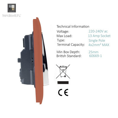 Trendi Switch 2 Gang Copper Double Plug Socket Modern Designer ...