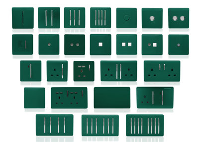 Trendi Switch 2 Gang Dark Green Double Plug Socket Modern Designer ...