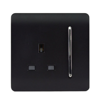 Trendiswitch MATT BLACK 1 Gang 13 Amp Switched Socket at B&Q