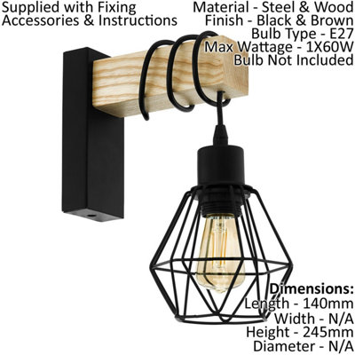 Trendy Black Wire Cage Ceiling Spot Light with 2 Matching Wall Lamps