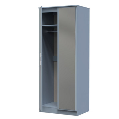 TRENT 2 DOOR MIRRORED ROBE IN DENIM (READY ASSEMBLED)