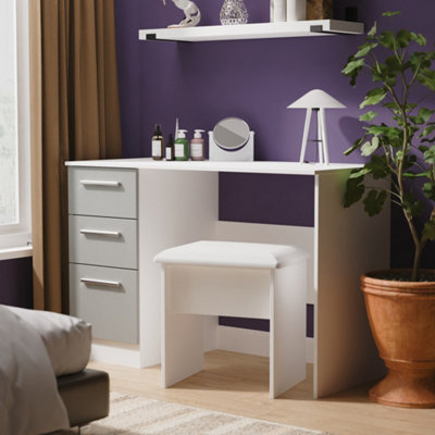 Trent 3 Drawer Desk in Dusk Grey & White Matt (Ready Assembled)