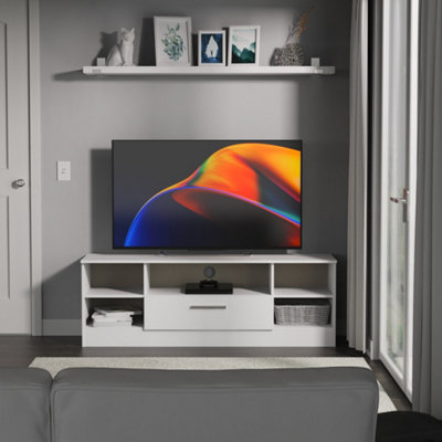 Trent Wide open TV unit in White Matt (Ready Assembled)