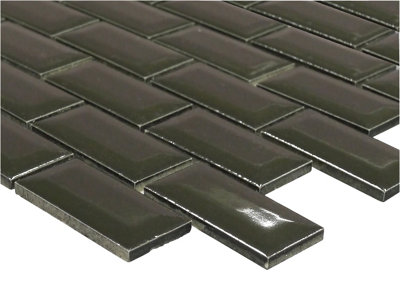 Trentie Mini Metro Black - Peel and Stick Mosaic Tile Sample
