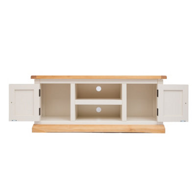 Trevi Off White 2 Door TV Cabinet Wood Knob