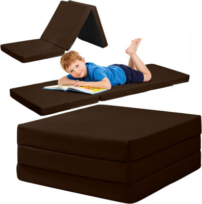Tri Fold Fold Out Z Bed Futon Sofa Chair Mattress Chocolate