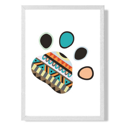 Tribal Animal Paw Print Poster with Hanger / 33cm / White | DIY at B&Q
