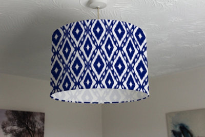 Tribal Art Ikat Ogee in traditional classic blue (Ceiling & Lamp Shade ...