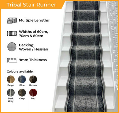 TRIBAL STAIR RUNNER - SOFT & DURABLE CARPET RUNNER FOR STAIRS ...