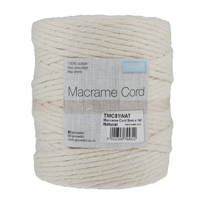 Trim: Macramé Cord: Cotton: 140m x 5mm: 1kg: Natural