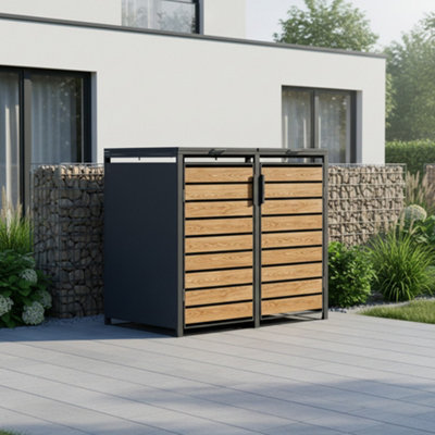 Trimetals Double 240L Wheelie Bin Store Anthracite and Light Wood