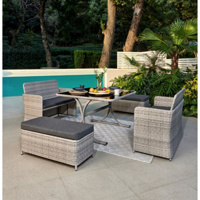 Trinity Garden Cube Set with Bench, Grey