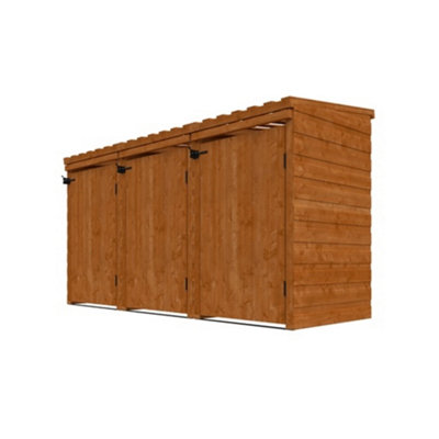 Triple Bin Store (12mm Tongue and Groove Floor and PENT Roof)