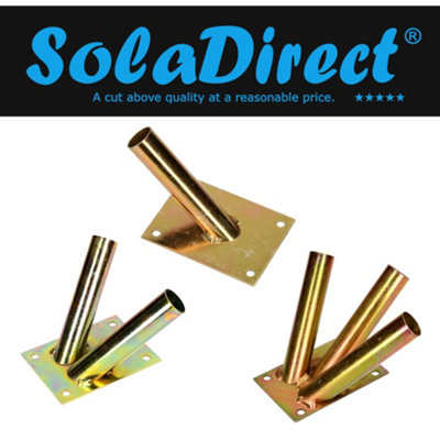 Triple Flag Pole Holder - Wall Mounted Flag Pole Bracket, Galvanised ...