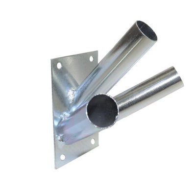 Triple Flag Pole Holder - Wall Mounted Flag Pole Bracket, Galvanised ...