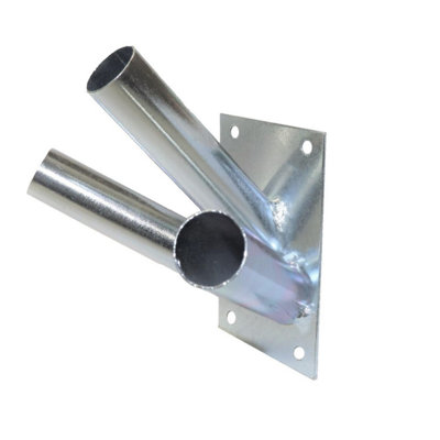 Triple Flag Pole Holder - Wall Mounted Flag Pole Bracket, Galvanised ...