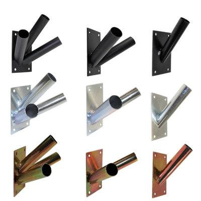 Triple Flag Pole Holder - Wall Mounted Flag Pole Bracket, Powder Coated ...