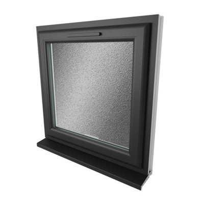 Triple Glazed Window Black/White Top Hung Opener Obscure Glazed 610 x ...