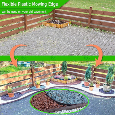 Triple Pack Garden Border - 50mm Green Lawn Edging with 60 Pegs