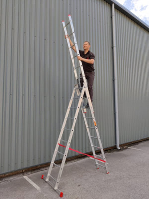 Triple Section Combination Ladder 3 x 9 Rungs 2.5m Closed 5.93m ...
