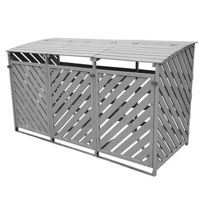 Triple Wheelie Bin Store - Weather Resistant Wooden Outdoor Dustbin ...