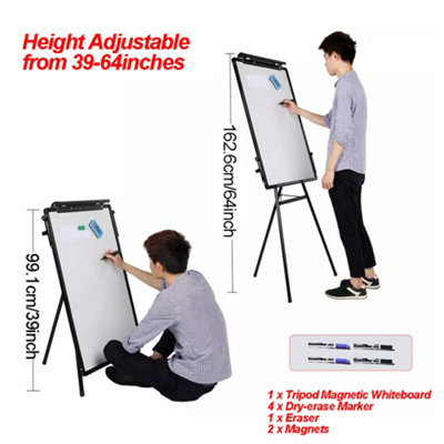 Tripod Whiteboard Magnetic Standing Flip chart Easel Lightweight Adjustable