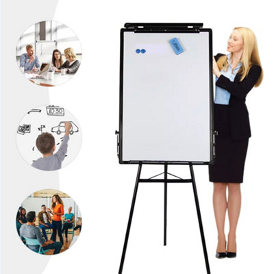 Tripod Whiteboard Magnetic Standing Flip chart Easel Lightweight Adjustable