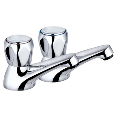 Trisen Deck Mounted Brass 3/4" Club Handle Bath Taps Pair 80mm Chrome ...