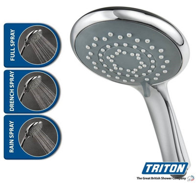 Triton Aspirante 9.5KW Gloss White Electric Shower Includes 3 Mode Head ...