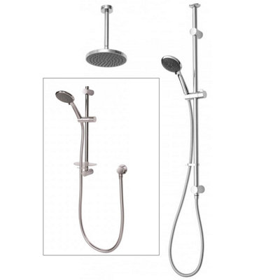 Triton Dual Outlet Ceiling Fed Shower Riser Rail Exposed for Mixer Showers