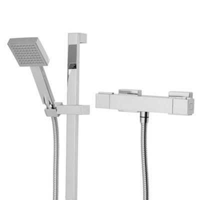 TRITON MUSE SQUARE THERMOSTATIC BAR MIXER SHOWER EXPOSED CHROME + RISER ...