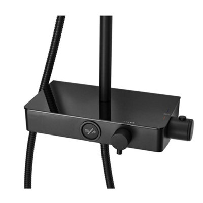 Triton Push Button Thermostatic Bar Mixer Shower Matte Black Riser Rail ...