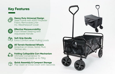 Trolley FOLDABLE 4 Wheel Outdoor Leisure Cart - Folding Trolley WITH ...