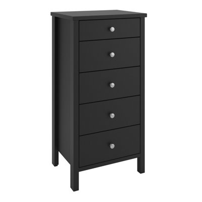 Tromso 5 Drawer Narrow Chest Black | DIY at B&Q