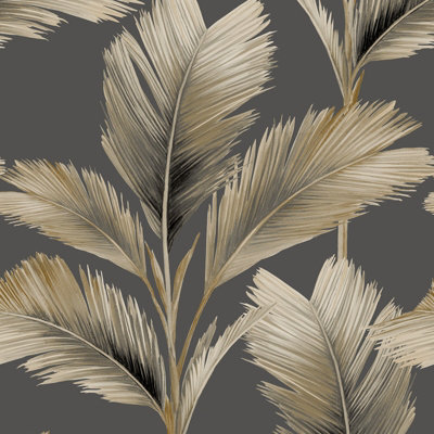 Tropical Jungle Palm Leaf Charcoal Neutral Cream Realisitc Kailana ...