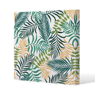 Tropical palm leaves (Canvas Print) / 114 x 114 x 4cm | DIY at B&Q